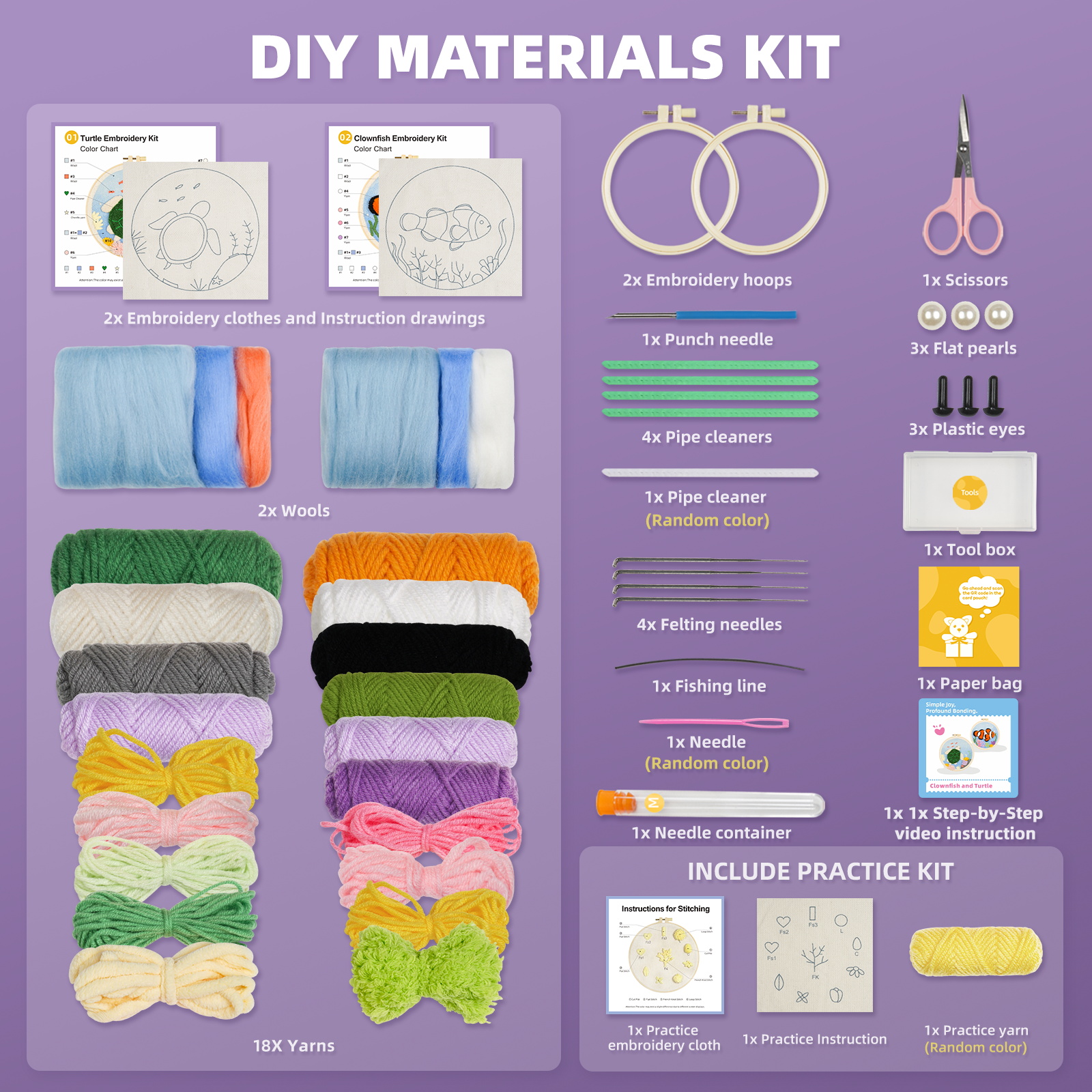 Punch Needle Kit|Turtle and Fish – MOREJMTT